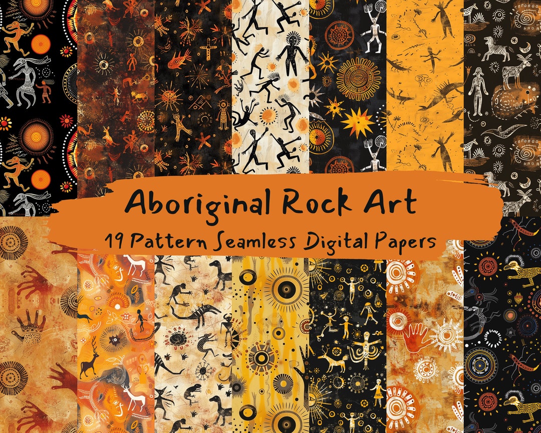 Aboriginal Rock Art Pattern Seamless Digital Papers - Printable ...
