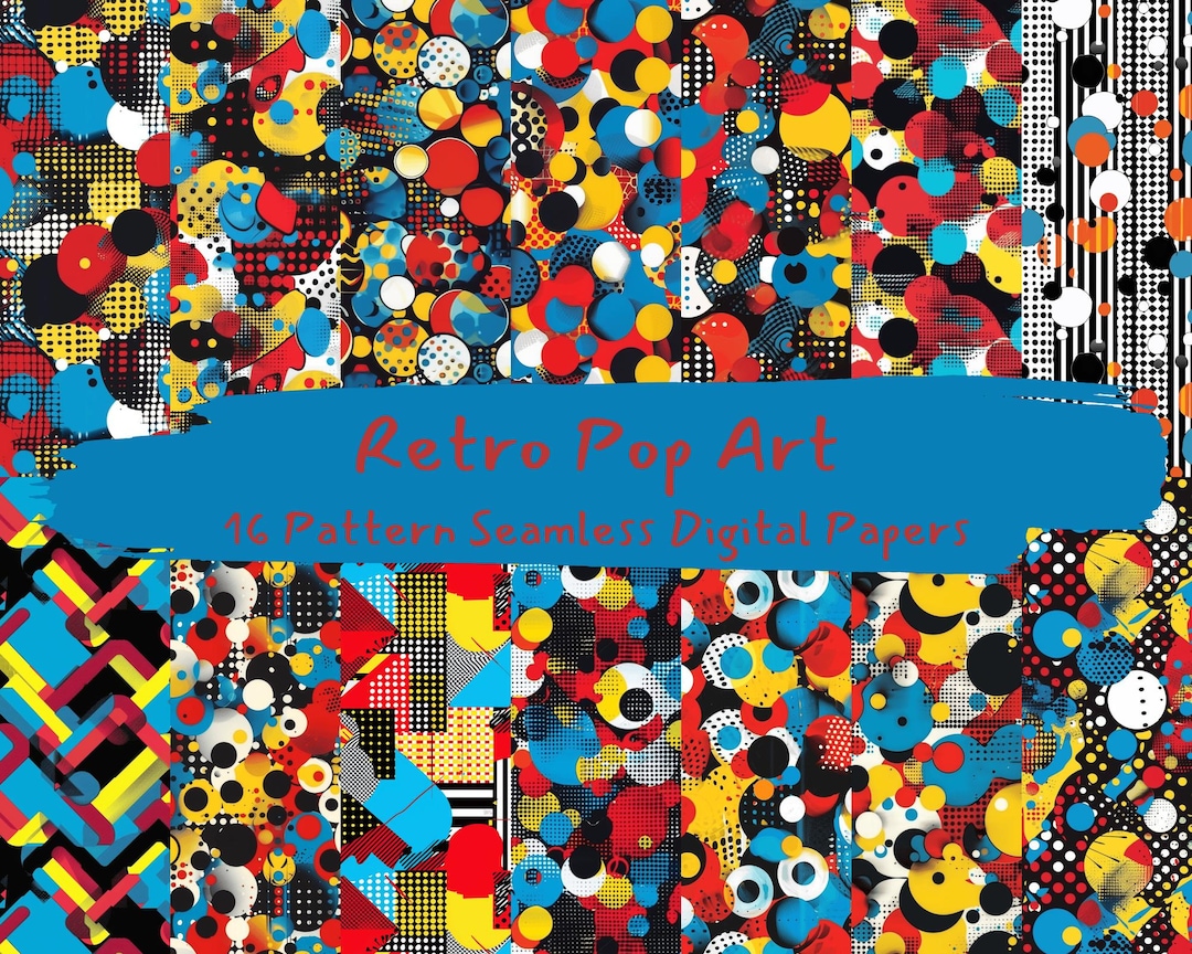 Retro Pop Art Pattern Seamless Digital Papers - Printable Scrapbook ...