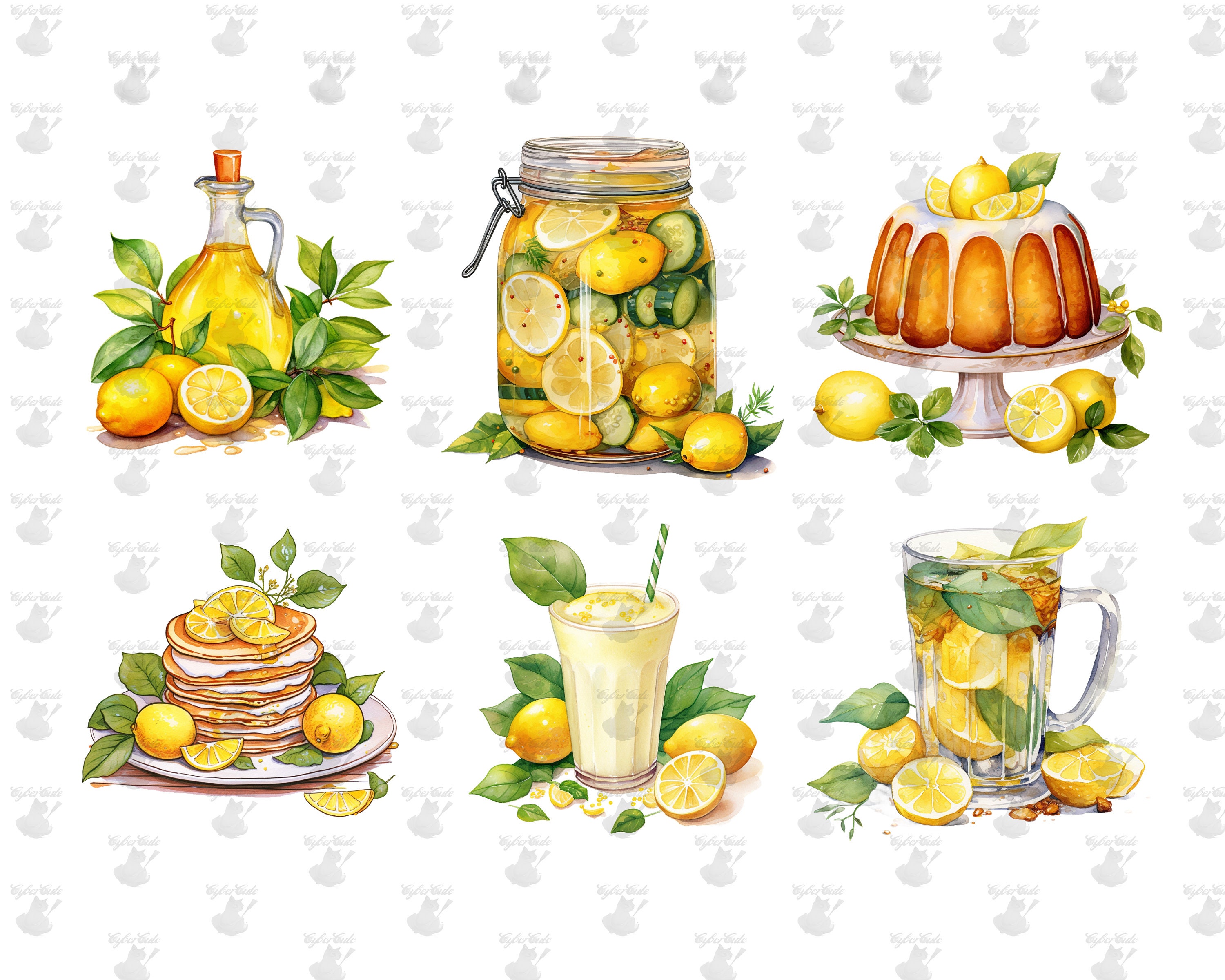 Sicilian Lemons, Summer, Lemonade, Digital Clip Art Graphics in PNG ...