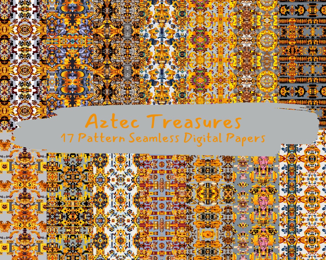 Aztec Treasures Pattern Seamless Digital Papers - Printable Scrapbook ...