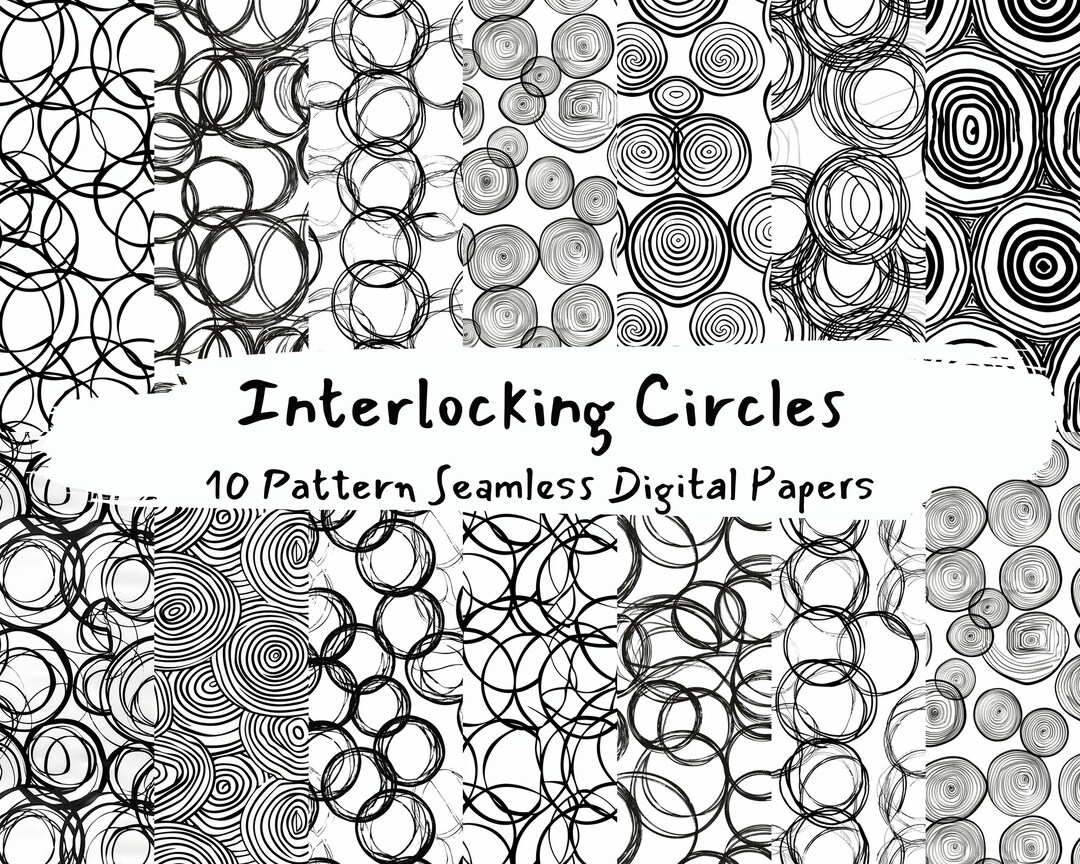 Interlocking Circles Pattern Seamless Digital Papers - Printable ...