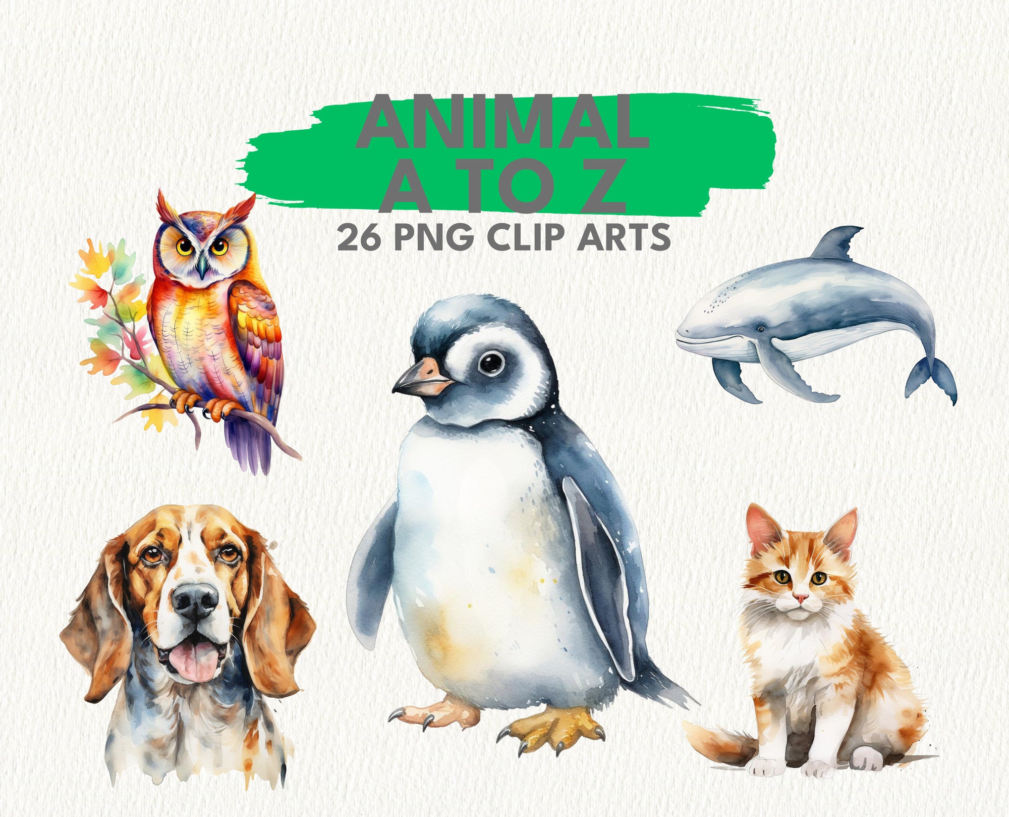 Animal A to Z, Digital Printable Clip Art Graphics in PNG Format ...