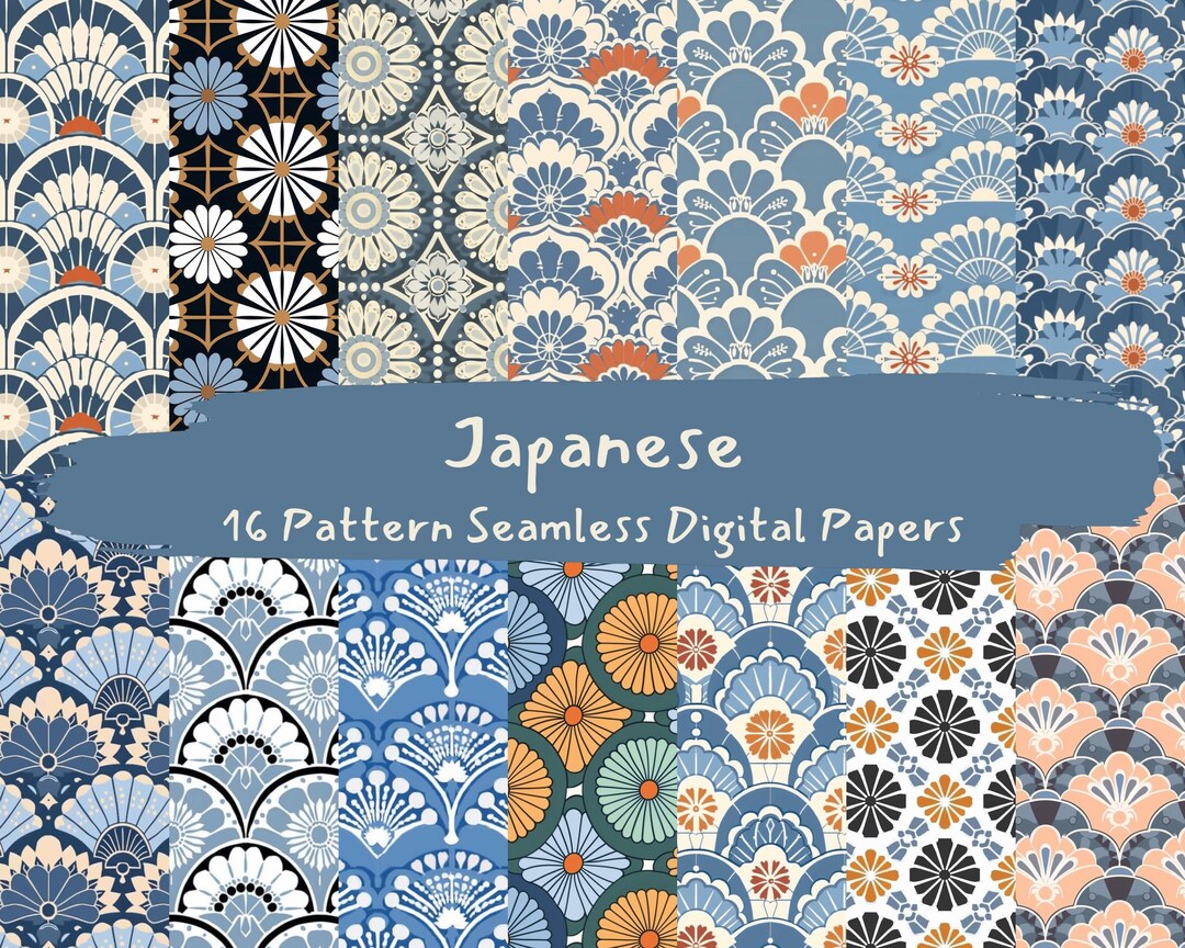 Japanese Pattern Seamless Digital Papers - Printable Scrapbook Paper ...