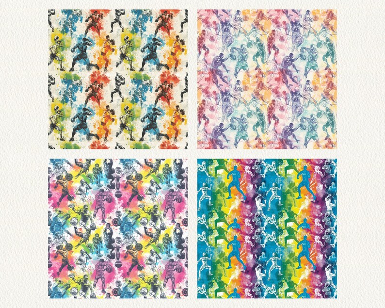 Gym Athletes Spirits Pattern Seamless Digital Papers - Printable ...