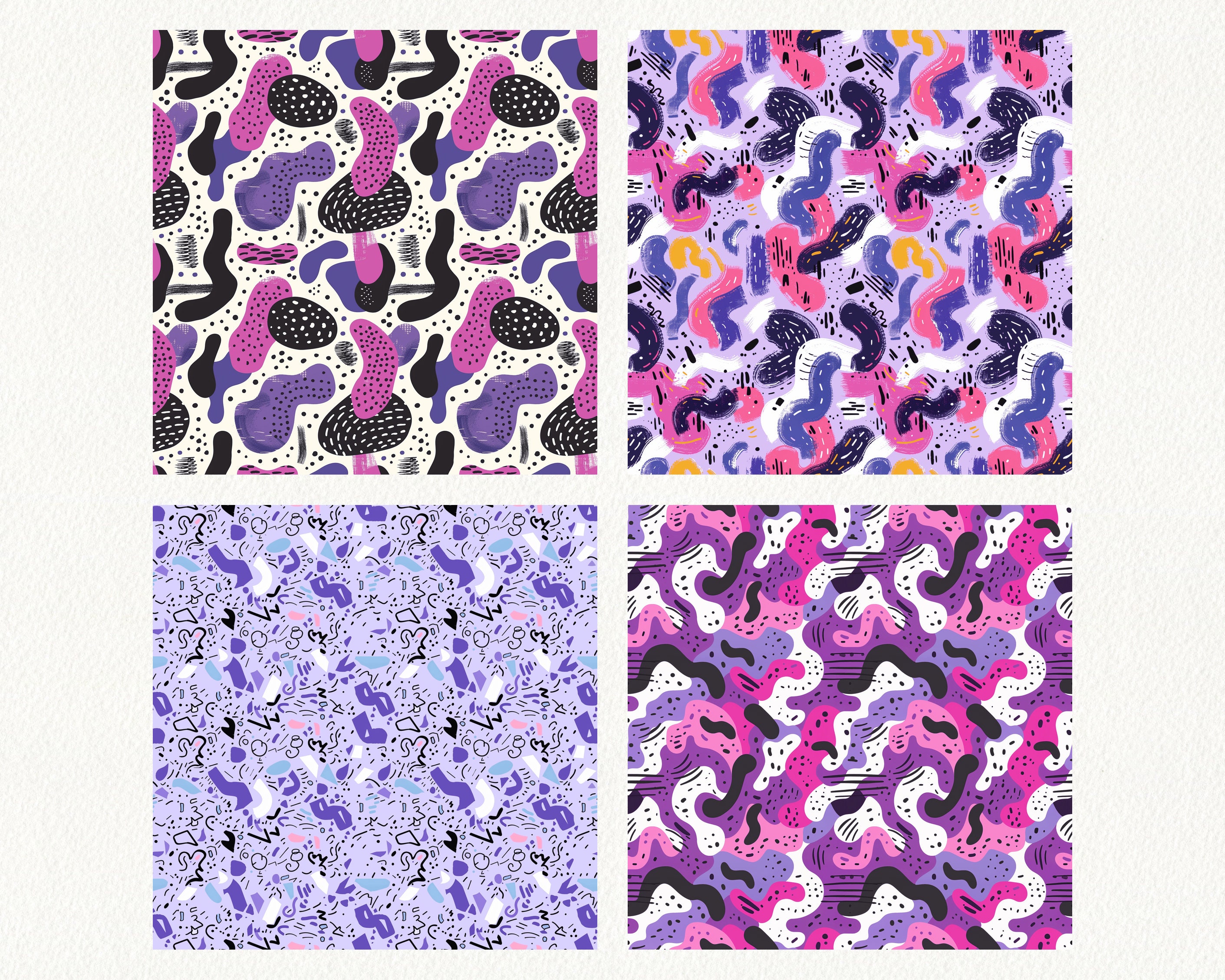Purple Memphis Pattern Seamless Digital Papers Printable Scrapbook ...