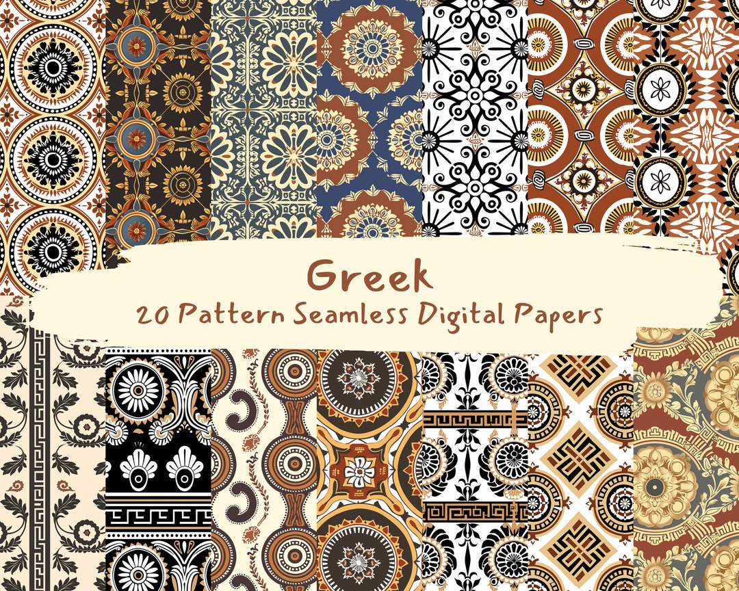 Greek Pattern Seamless Digital Papers - Printable Scrapbook Paper ...