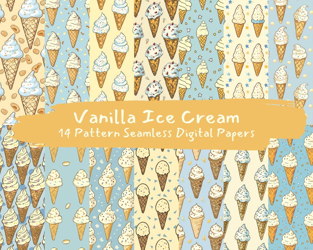 Vanilla Ice Cream Pattern Seamless Digital Papers - Printable Scrapbook ...
