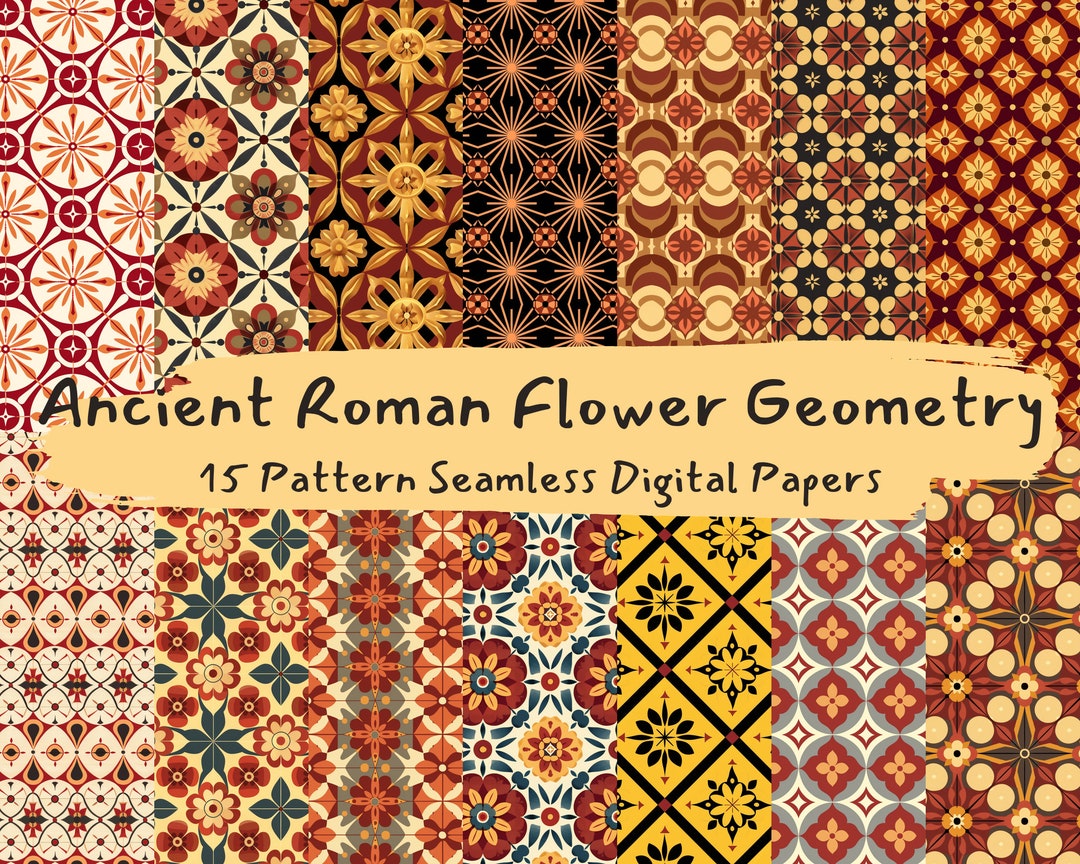 Ancient Roman Flower Geometry Pattern Seamless Digital Papers ...