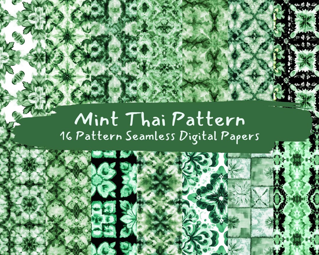 Mint Thai Pattern Pattern Seamless Digital Papers - Printable Scrapbook ...