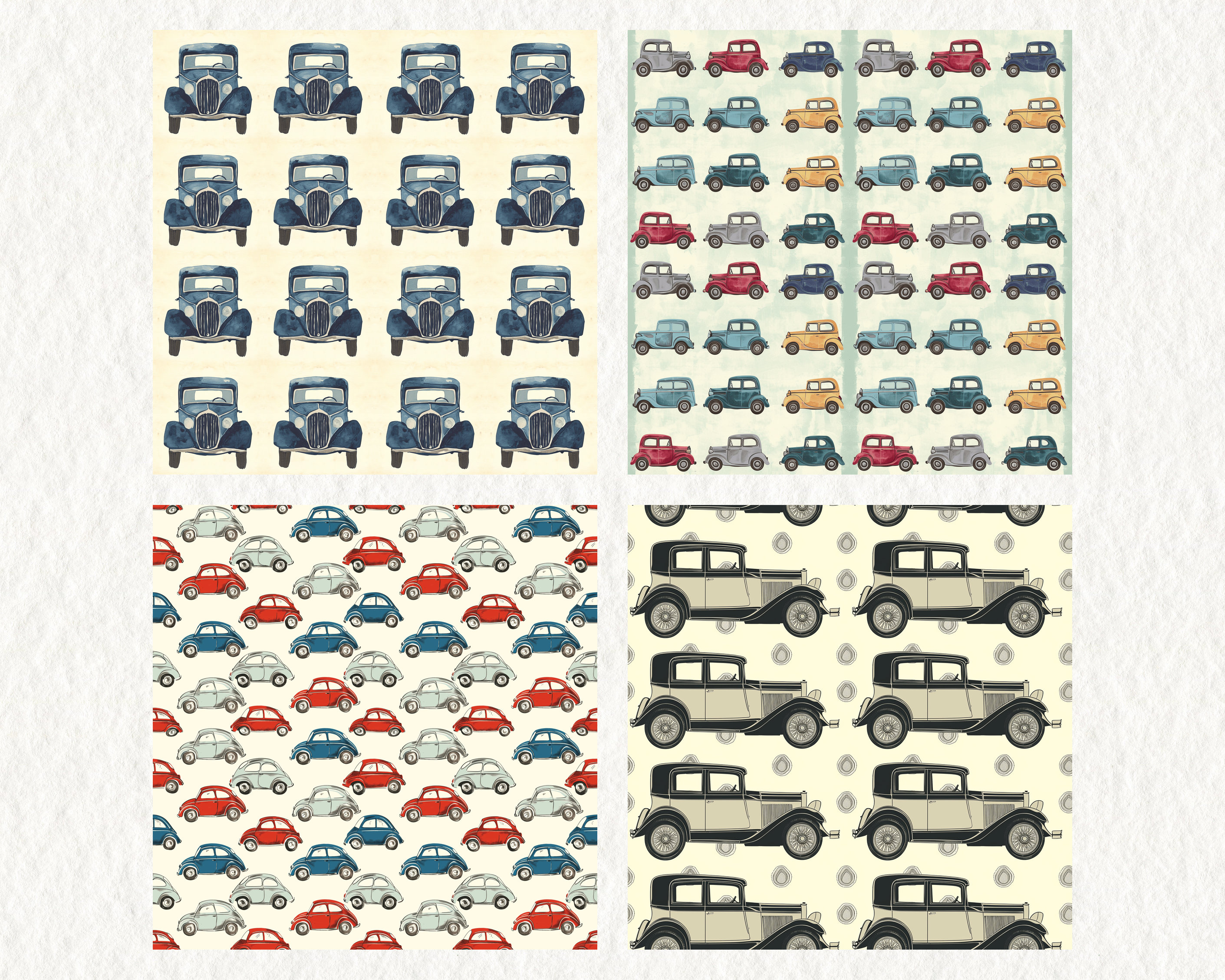 Old Vintage Car Pattern Seamless Digital Papers Printable Scrapbook ...