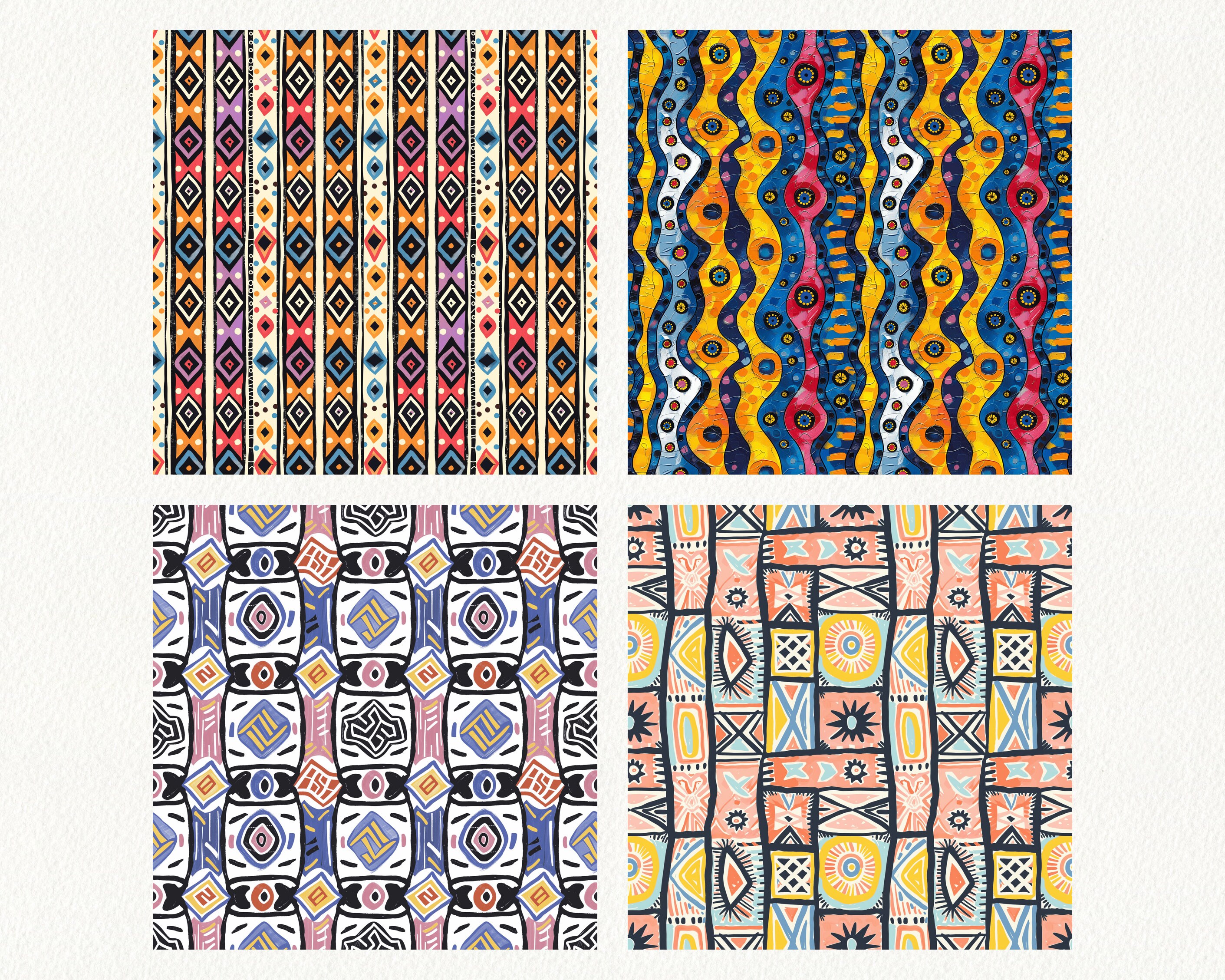African Pastel Pattern Seamless Digital Papers - Printable Scrapbook ...