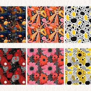 30 Yayoi Kusama Seamless Digital Papers Tile Patterns Printable Paper ...