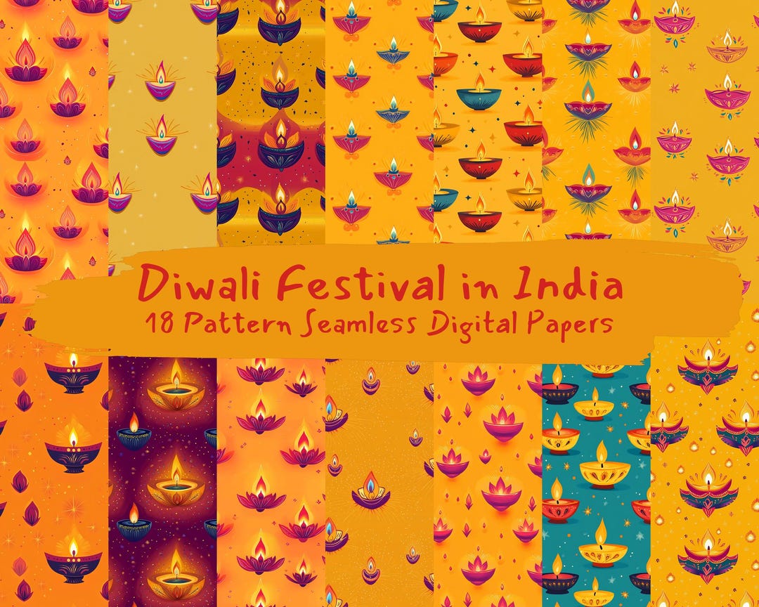Diwali Festival in India Pattern Seamless Digital Papers - Printable ...
