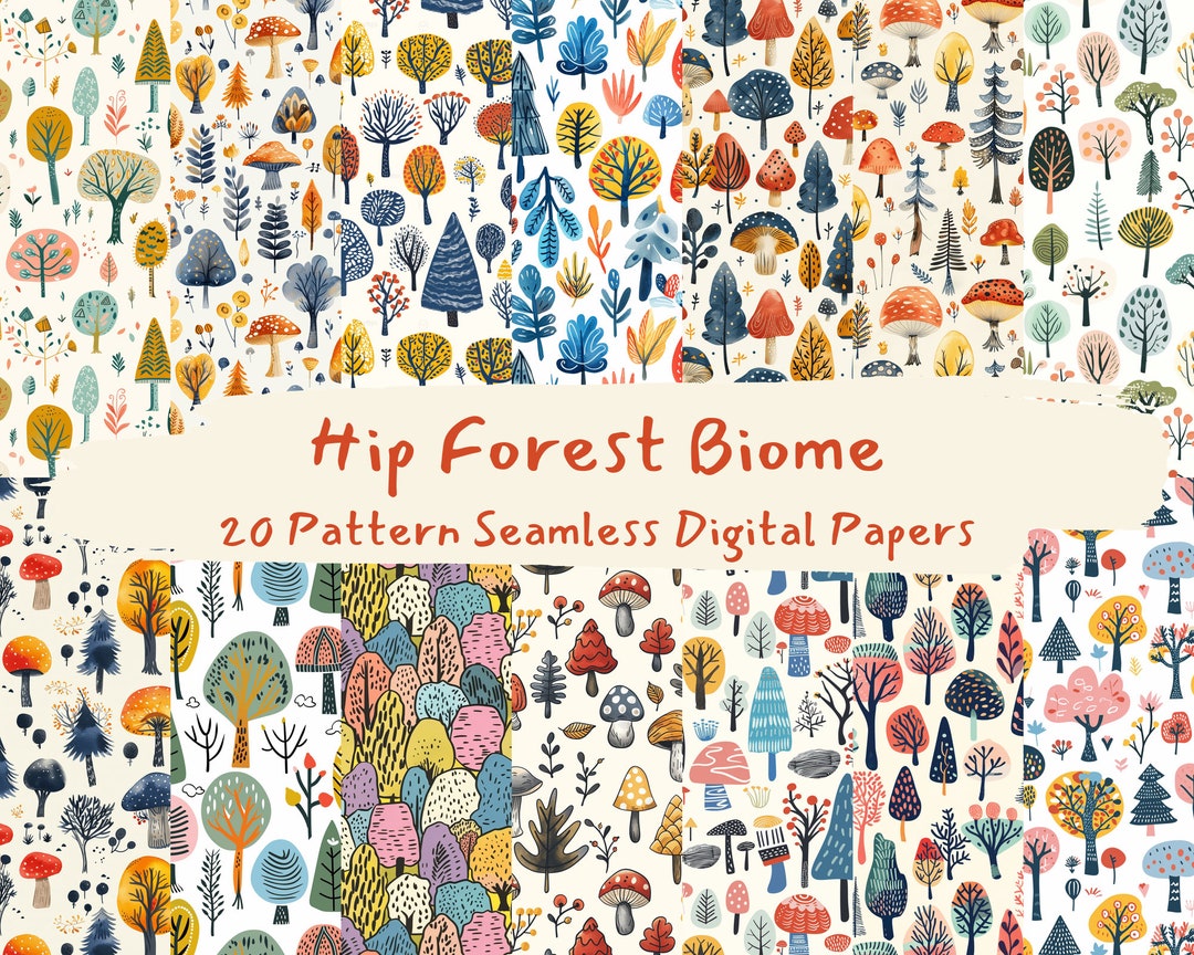 Hip Forest Biome Pattern Seamless Digital Papers - Printable Scrapbook ...