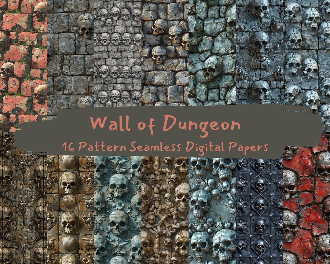 Wall of Dungeon Pattern Seamless Digital Papers - Printable Scrapbook ...