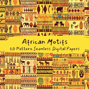 African Motifs Pattern Seamless Digital Papers - Printable Scrapbook ...