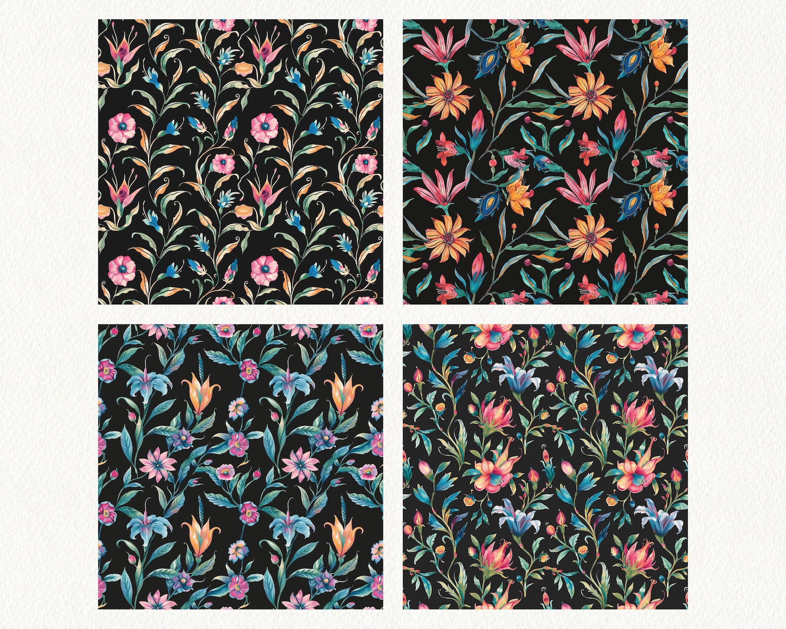 Floral Motif Pattern Seamless Digital Papers - Printable Scrapbook ...