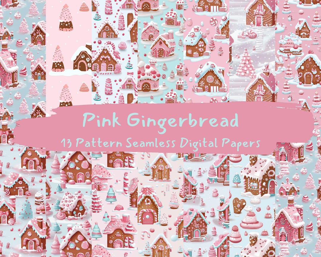Pink Gingerbread Pattern Seamless Digital Papers - Printable Scrapbook ...