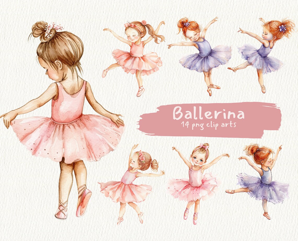 Ballerina Girl Digital Printable Clipart Bundle in PNG Format ...
