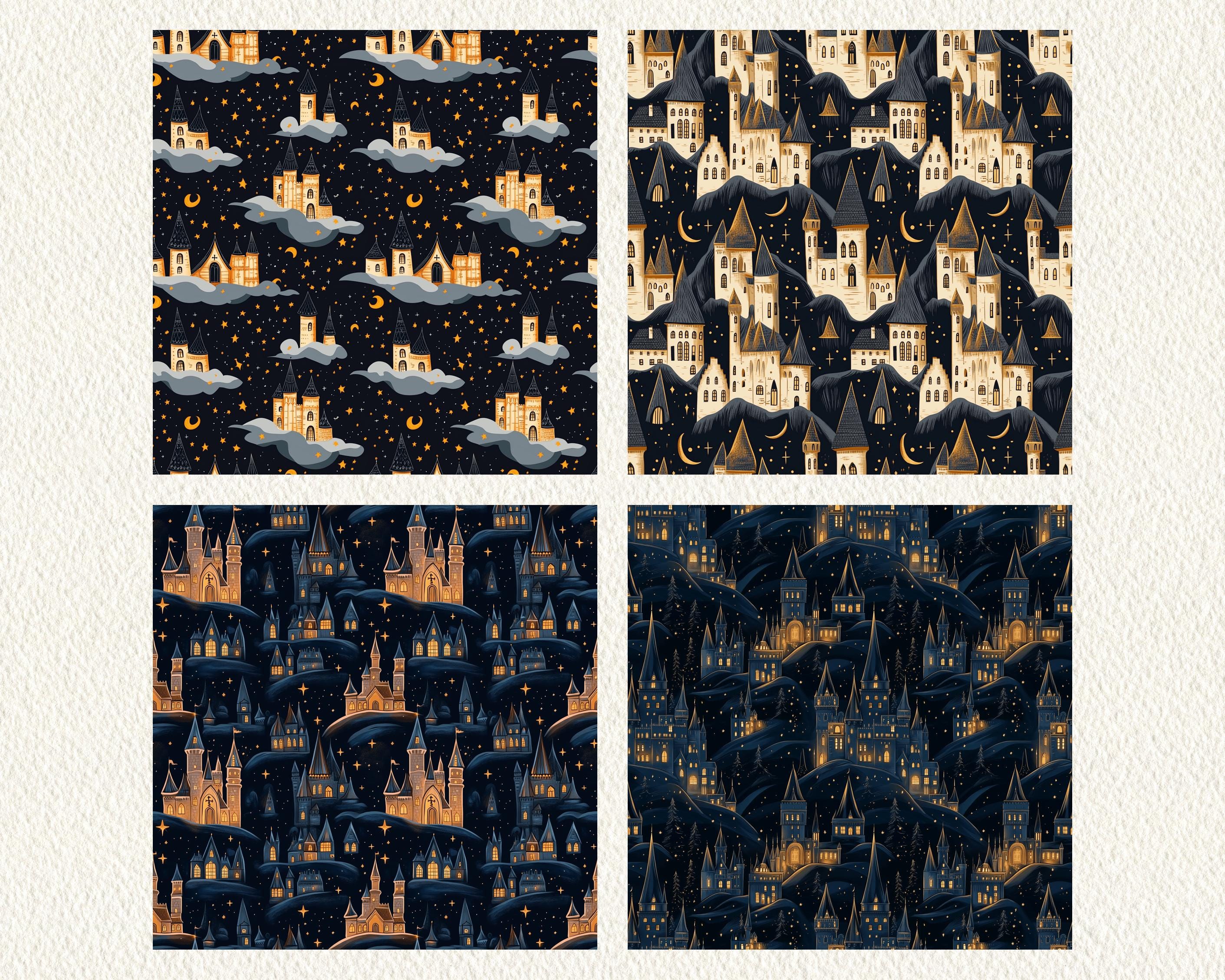 Wizard Castle Pattern Seamless Digital Papers - Printable Scrapbook ...