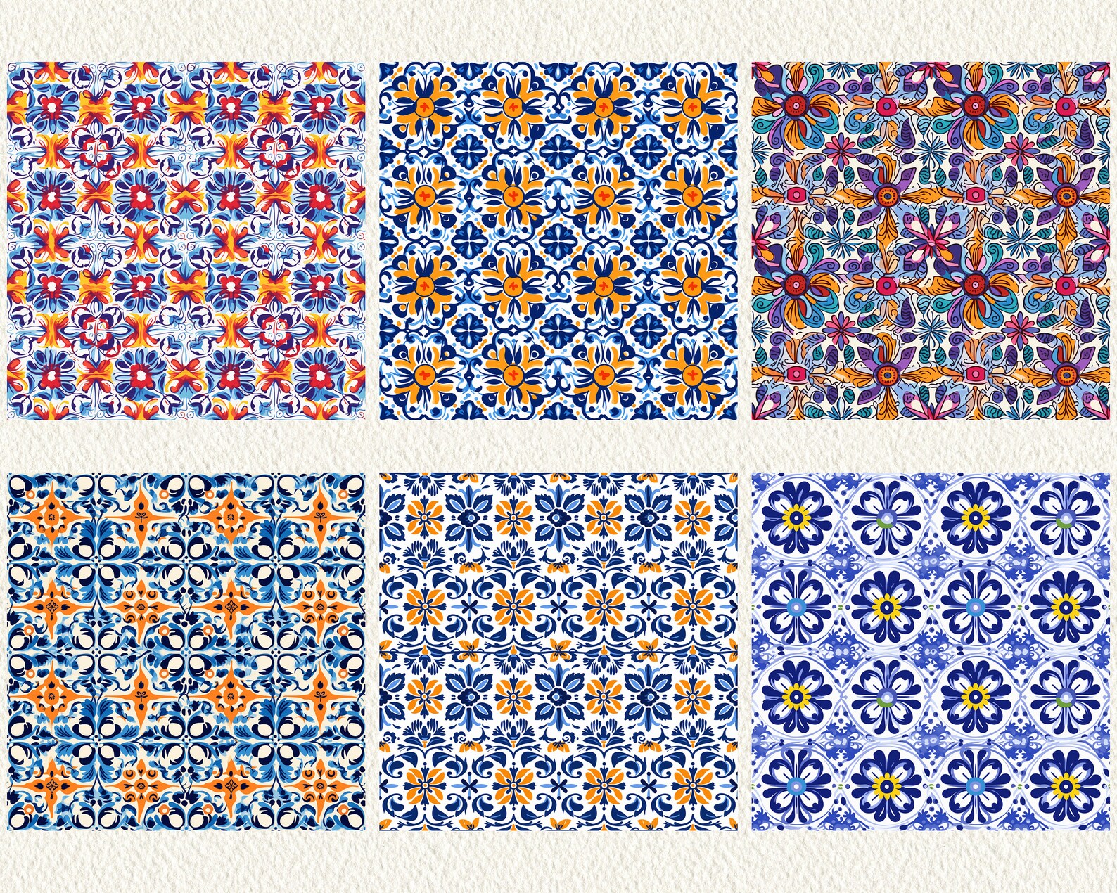 Mexican Talavera Pattern Seamless Digital Papers Tile Patterns ...