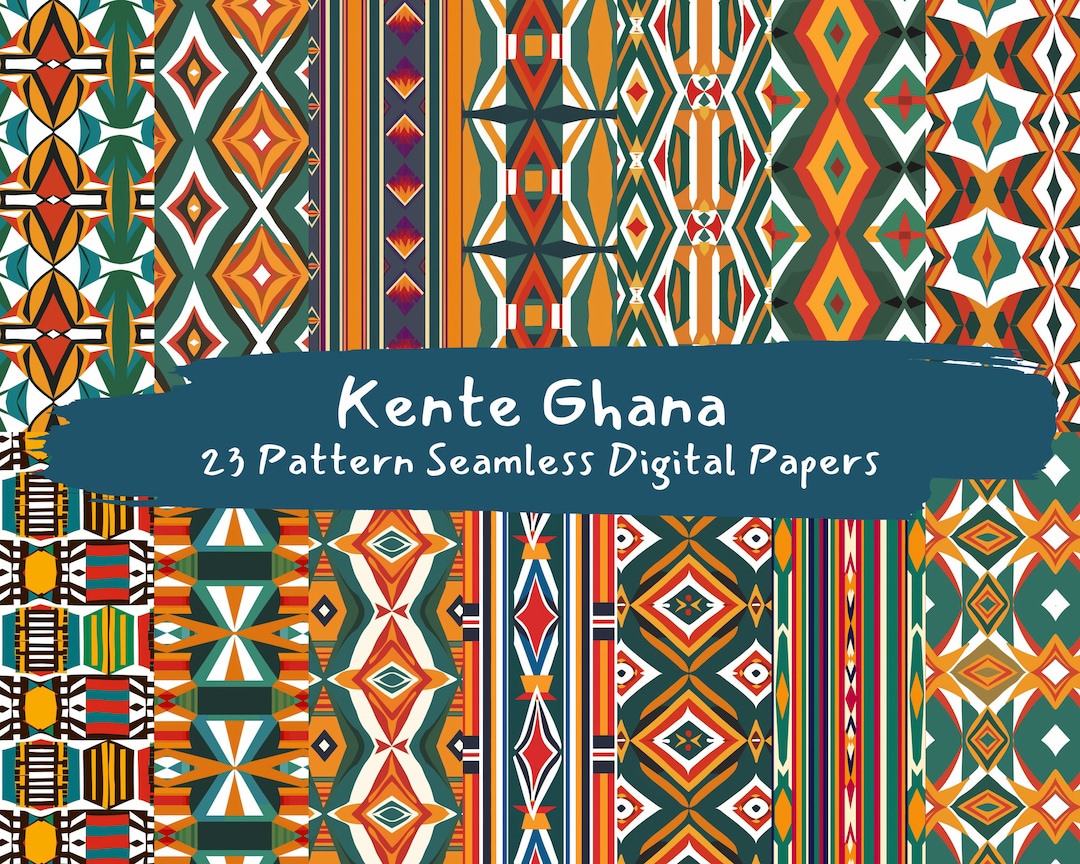 Kente Ghana Pattern Seamless Digital Papers - Printable Scrapbook Paper ...