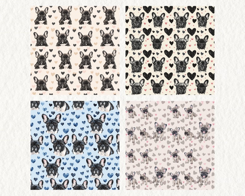 French Bulldog Pattern Seamless Digital Papers - Printable Scrapbook ...