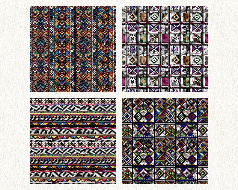 Zulu Triba Pattern Seamless Digital Papers - Printable Scrapbook Paper ...