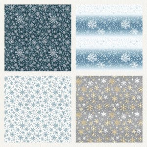 Snowflake on Snow Pattern Seamless Digital Papers - Printable Scrapbook ...