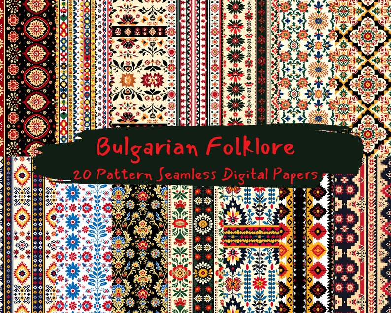 Bulgarian Folklore Pattern Seamless Digital Papers - Printable ...