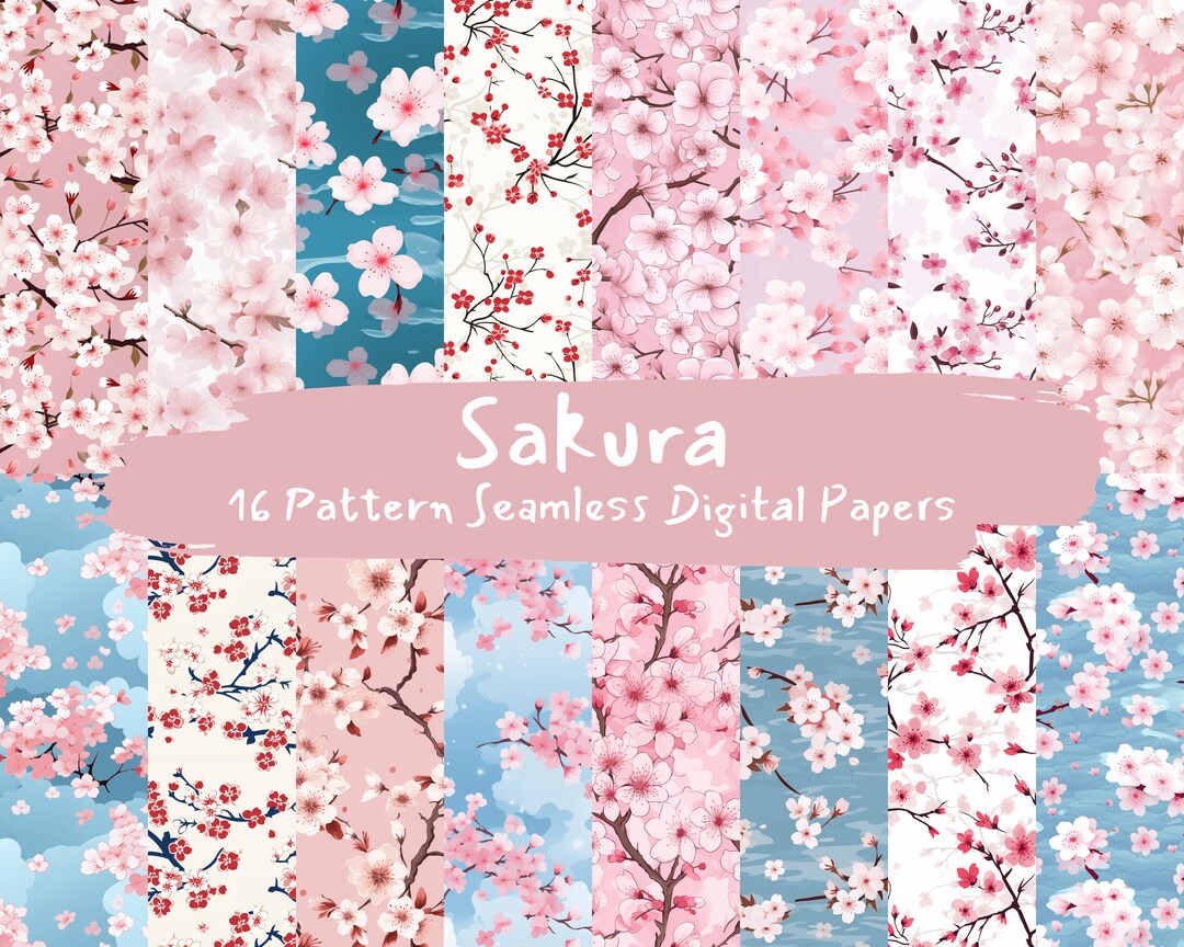 Sakura Pattern Seamless Digital Papers - Tile Patterns Printable ...