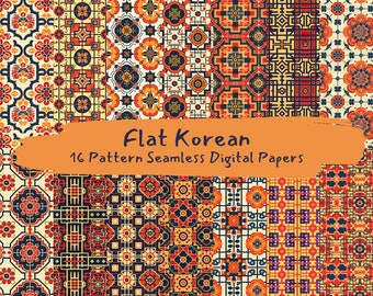 20 Traditional Korean Digital Papers Hand-drawn Scrapbook, Seamless ...