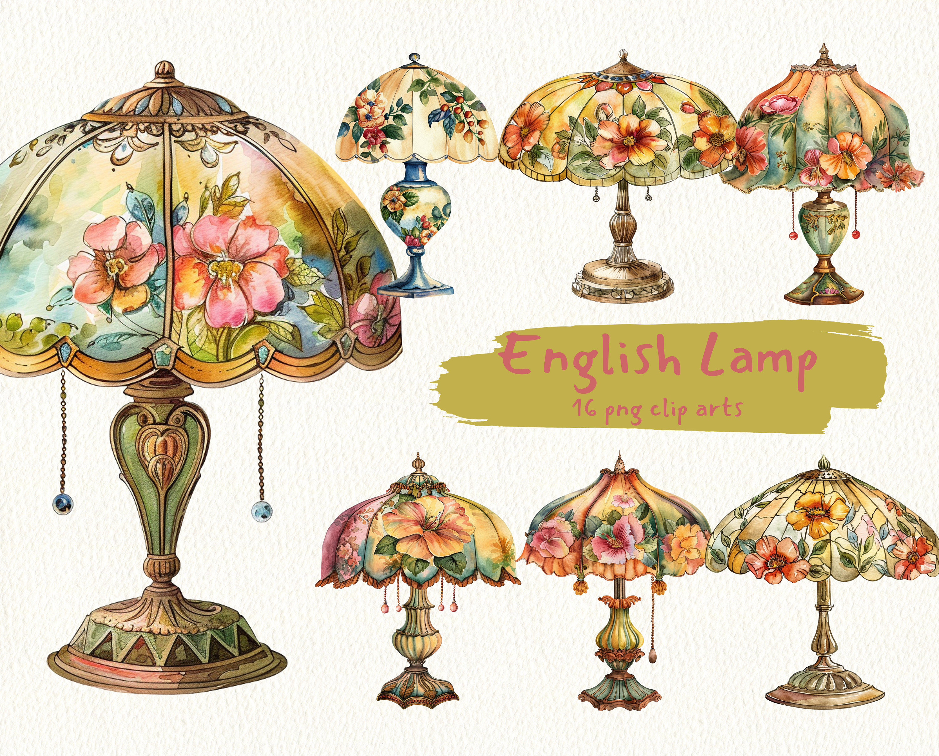 English Lamp Digital Printable Clip Art Graphics in PNG Format - Etsy