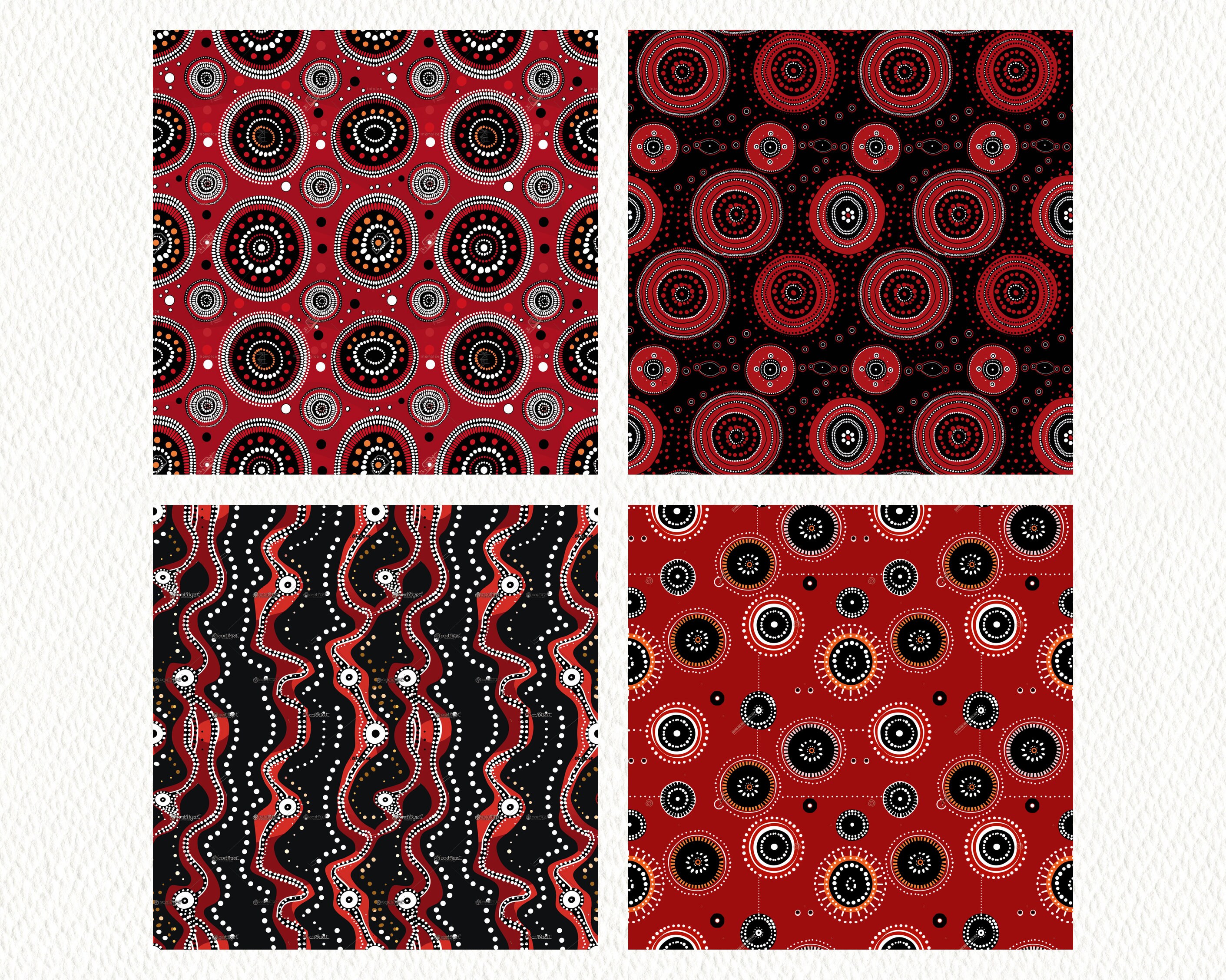Aboriginal Red Black Dot Pattern Seamless Digital Papers Printable ...
