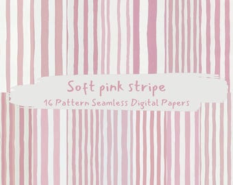 Pink Watercolor Stripe Pattern: Seamless Digital Paper (JPG ...