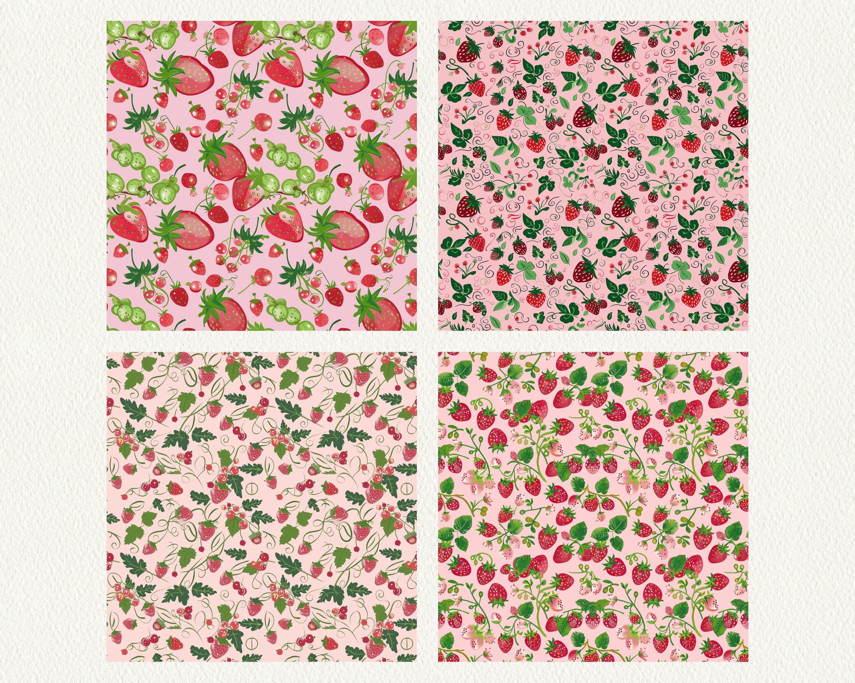 Strawberries and Gooseberries Pattern Seamless Digital Papers Printable ...
