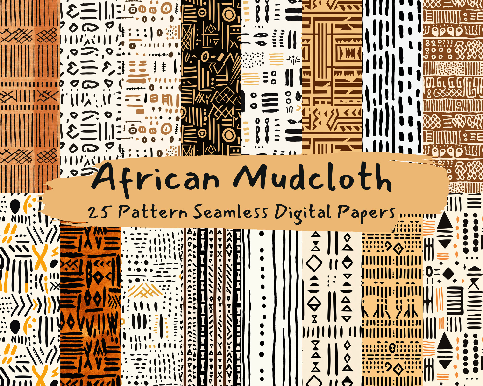 African Mudcloth Pattern Seamless Digital Papers Tile Patterns ...