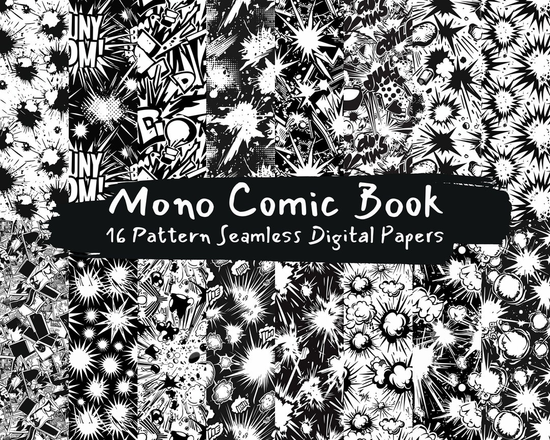 Mono Comic Book Pattern Seamless Digital Papers - Tile Patterns ...