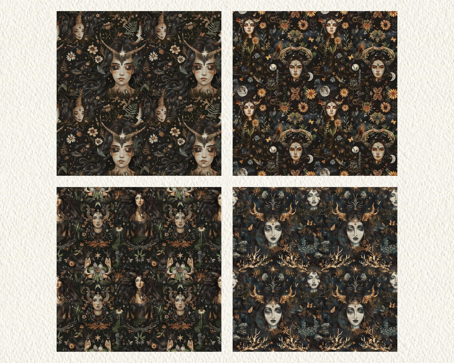 Nature Goddess Pattern Seamless Digital Papers - Printable Scrapbook ...