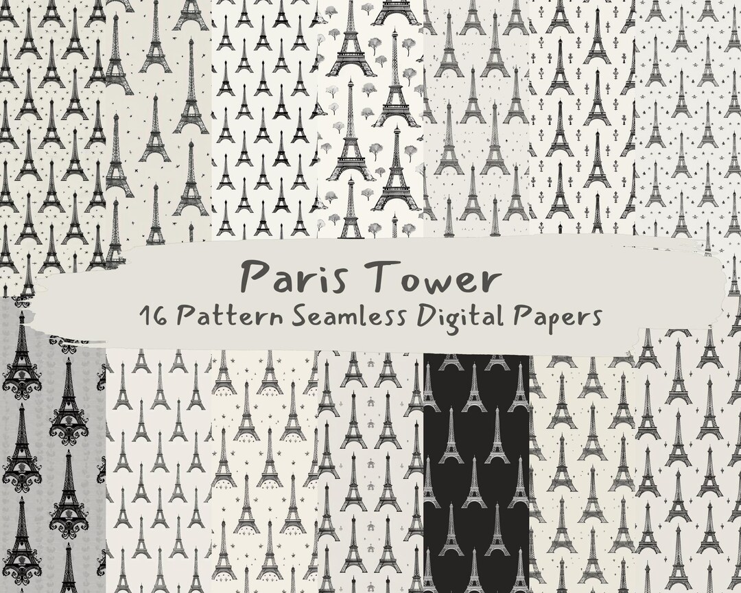 Paris Tower Pattern Seamless Digital Papers - Printable Scrapbook Paper ...
