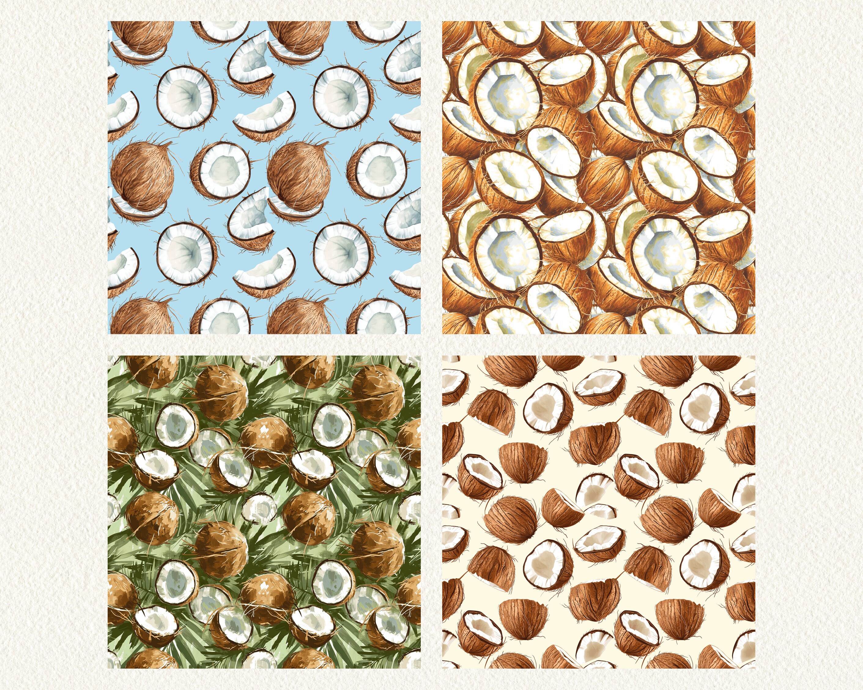 Coconut Frenzy Pattern Seamless Digital Papers Tile Patterns Printable ...