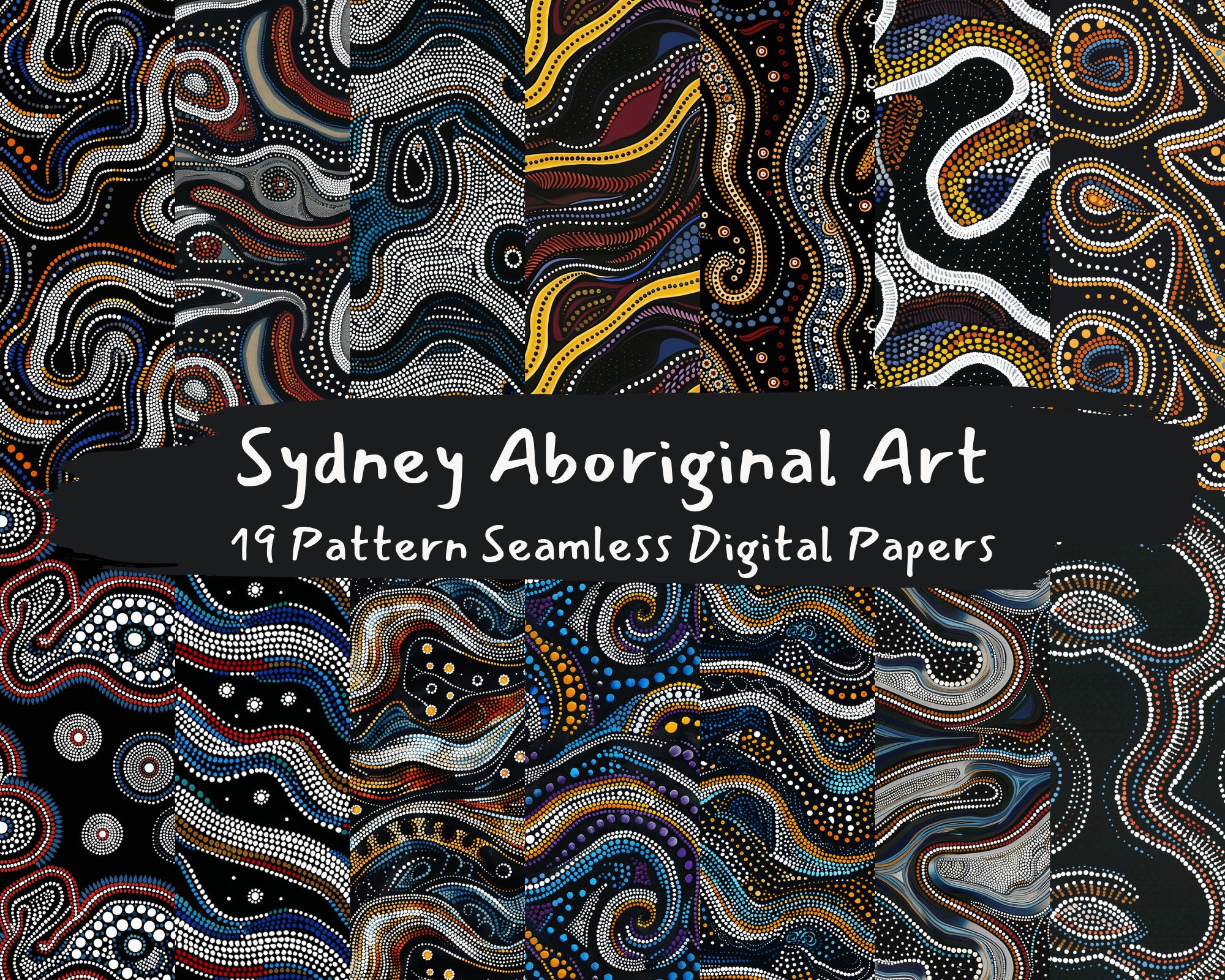 Sydney Aboriginal Art Pattern Seamless Digital Papers - Printable ...