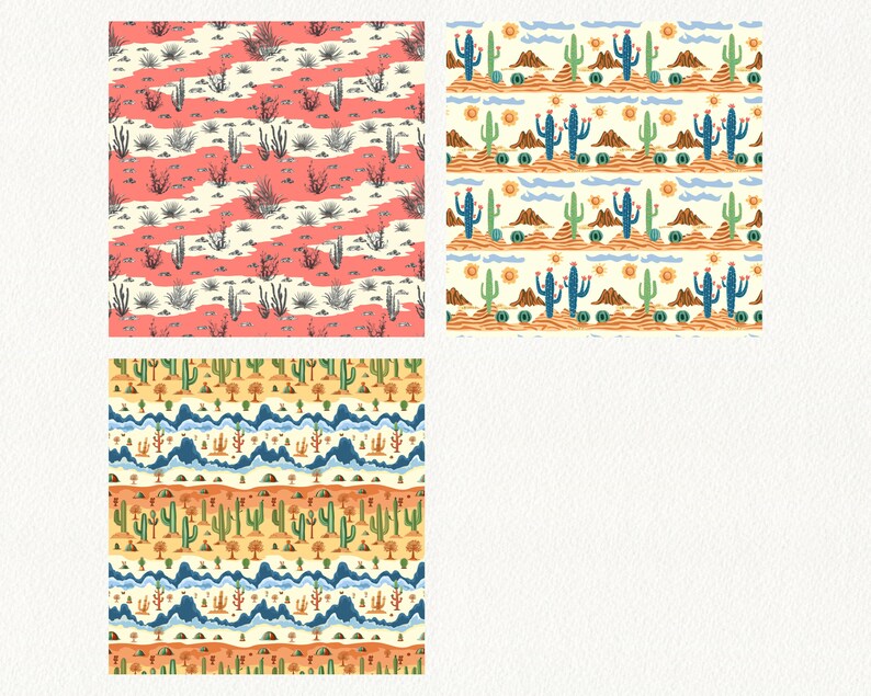 Desert Landscape Pattern Seamless Digital Papers - Printable Scrapbook ...