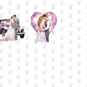 Bride and Groom Purple Wedding Digital Clipart Bundle in PNG Format ...