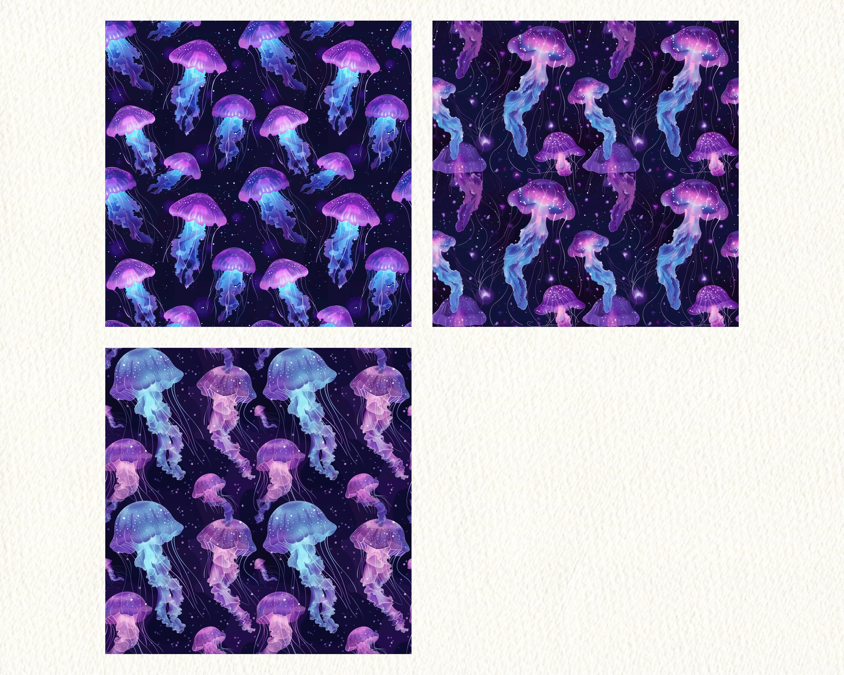Purple Jellyfish Pattern Seamless Digital Papers - Printable Scrapbook ...