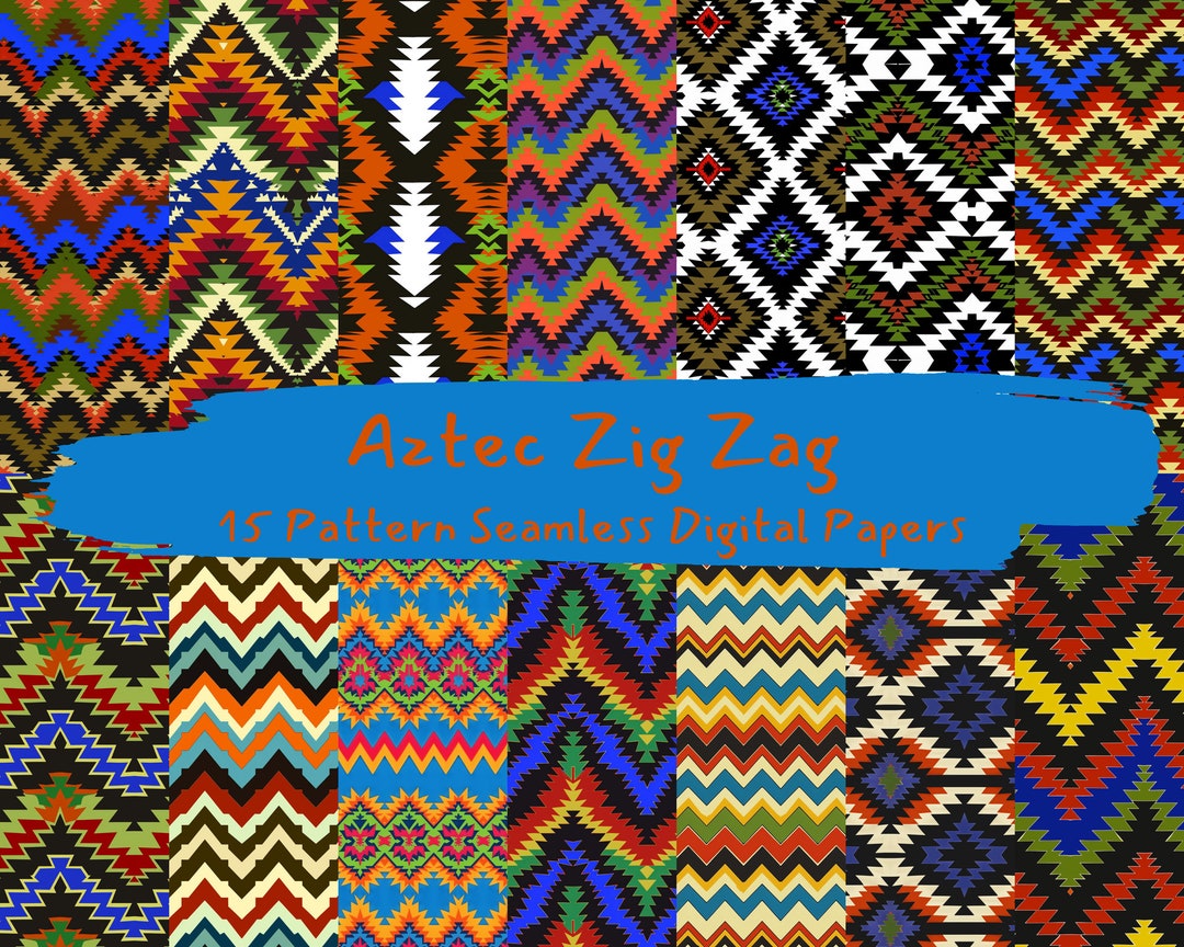 Aztec Zig Zag Pattern Seamless Digital Papers - Printable Scrapbook ...
