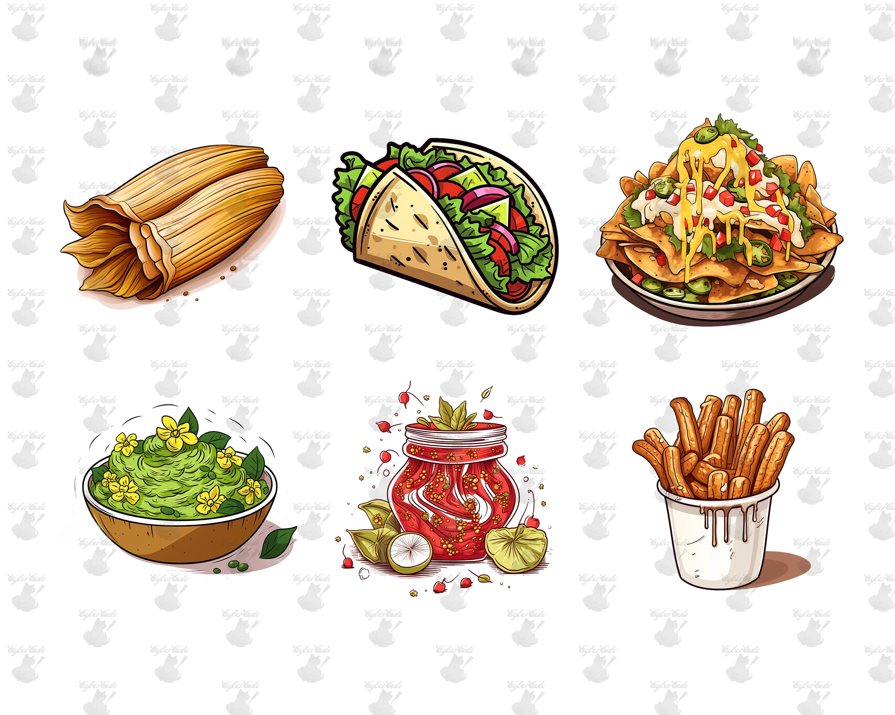 Mexican Street Food, Spanish, Hispanic, Digital Clip Art Graphics in ...