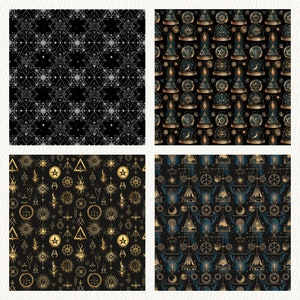 Hermetic Alchemy Pattern Seamless Digital Papers - Printable Scrapbook ...
