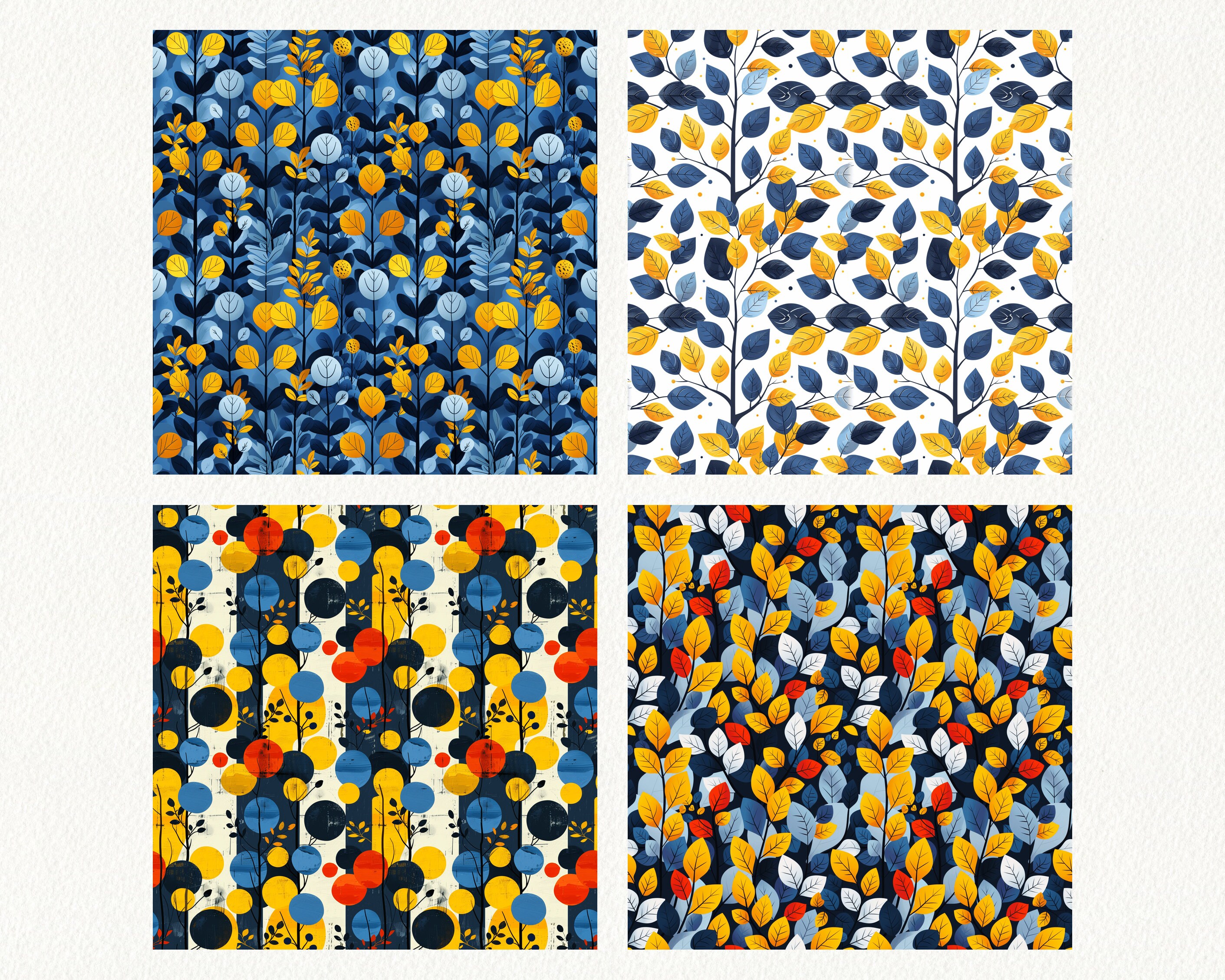 Blue Yellow Tune Pattern Seamless Digital Papers Printable Scrapbook ...