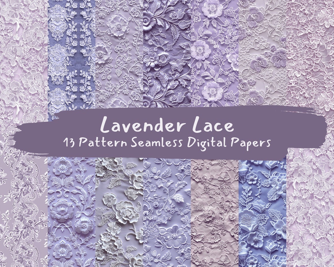 Lavender Lace Pattern Seamless Digital Papers - Printable Scrapbook ...